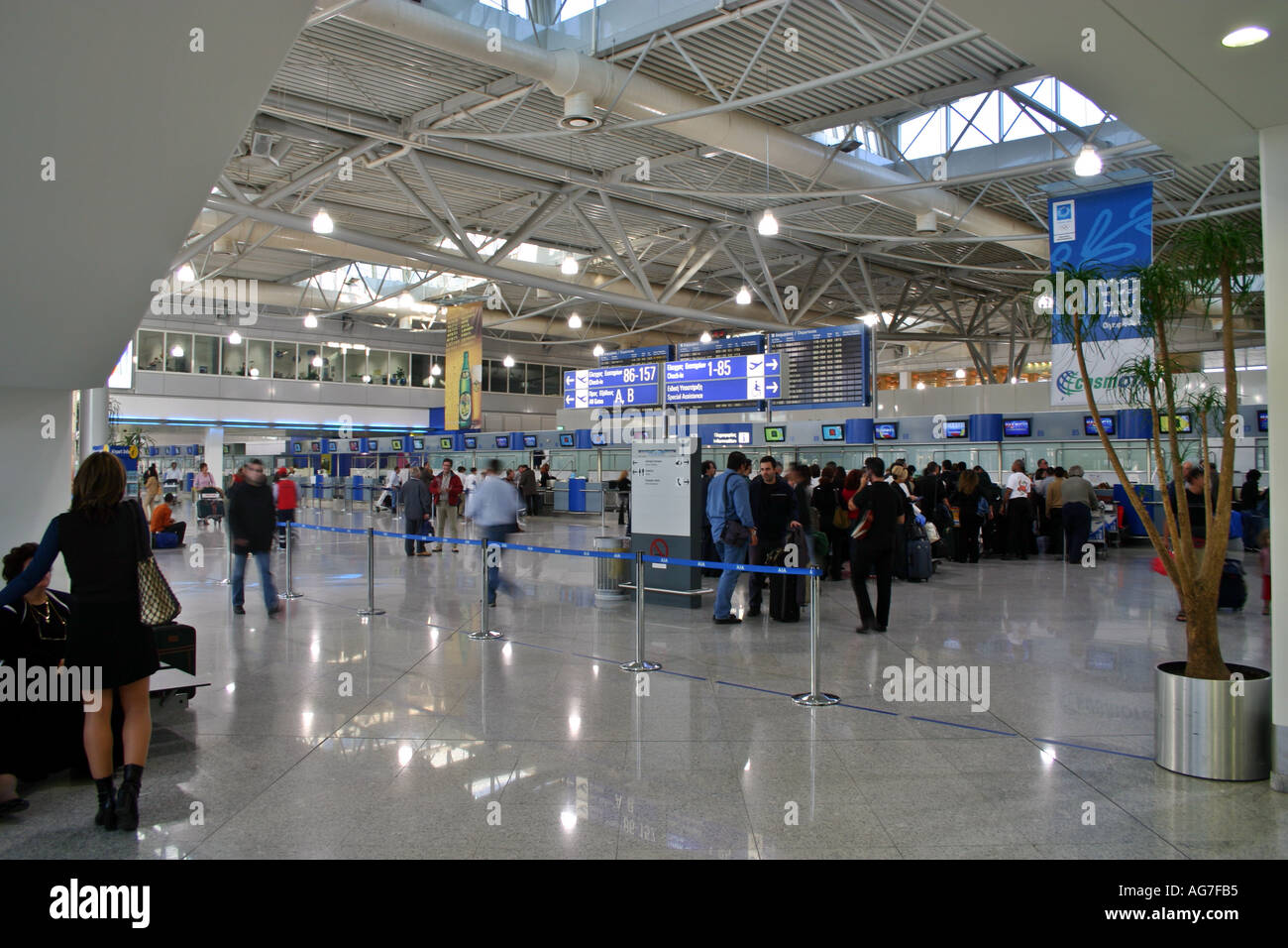 Eleftherios Venizelos Public Airport interior view check in area Athens ... Eleftherios Venizelos Public Airport interior view check in area Athens ...