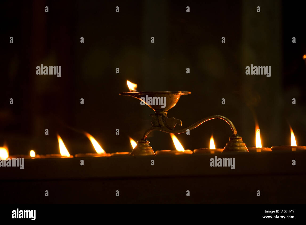 Oil Lamp in the Indian Temple Stock Photo - Alamy