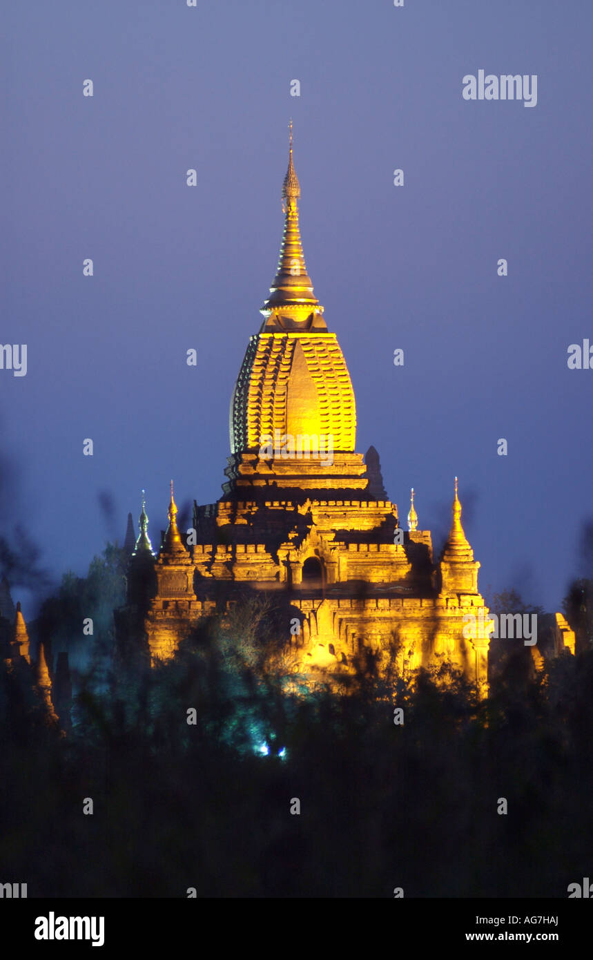 The temples of Bagan at night in Myanmar formerly Burma Stock Photo - Alamy