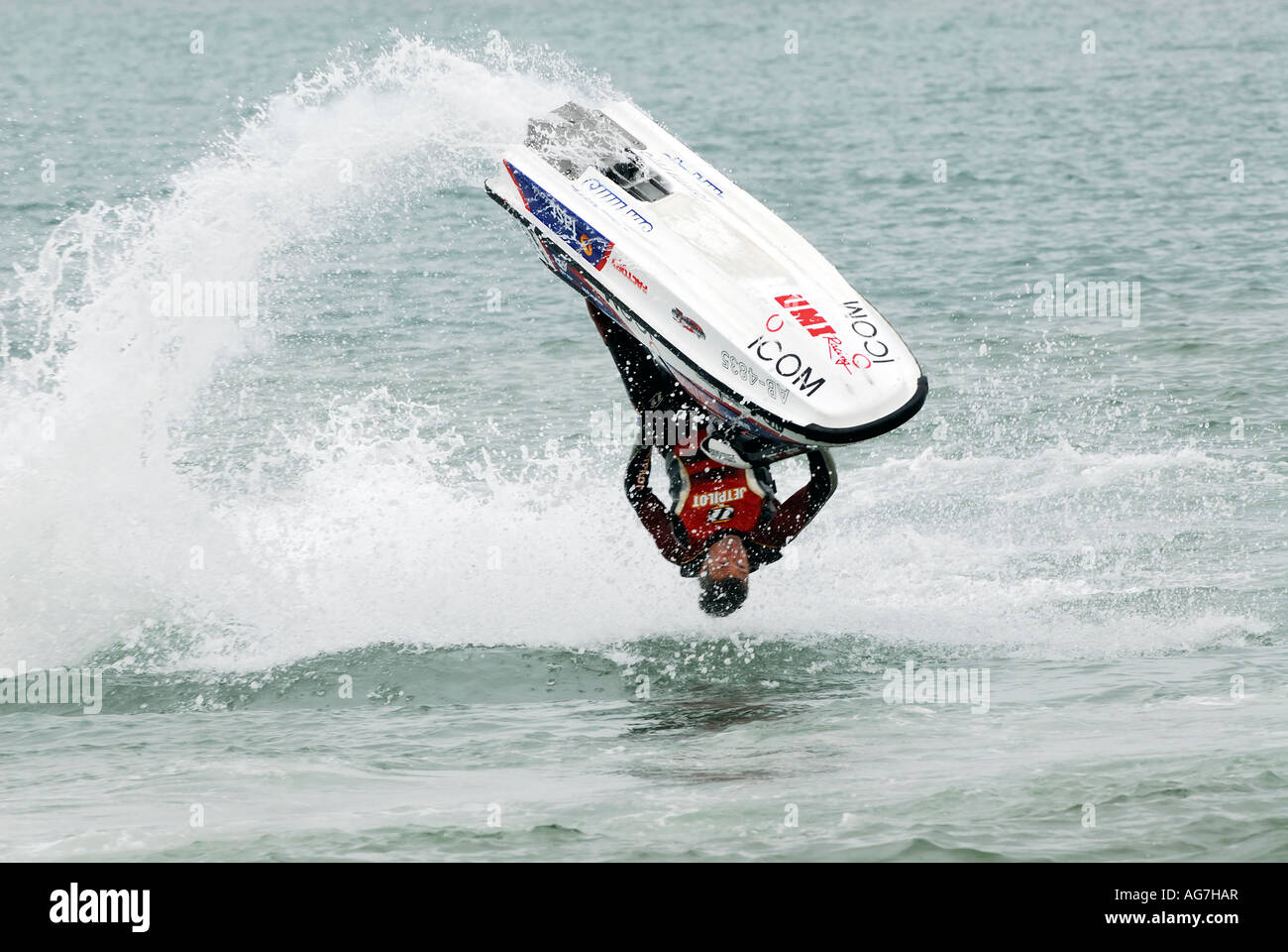 jet skier doing stunts in water Stock Photo - Alamy