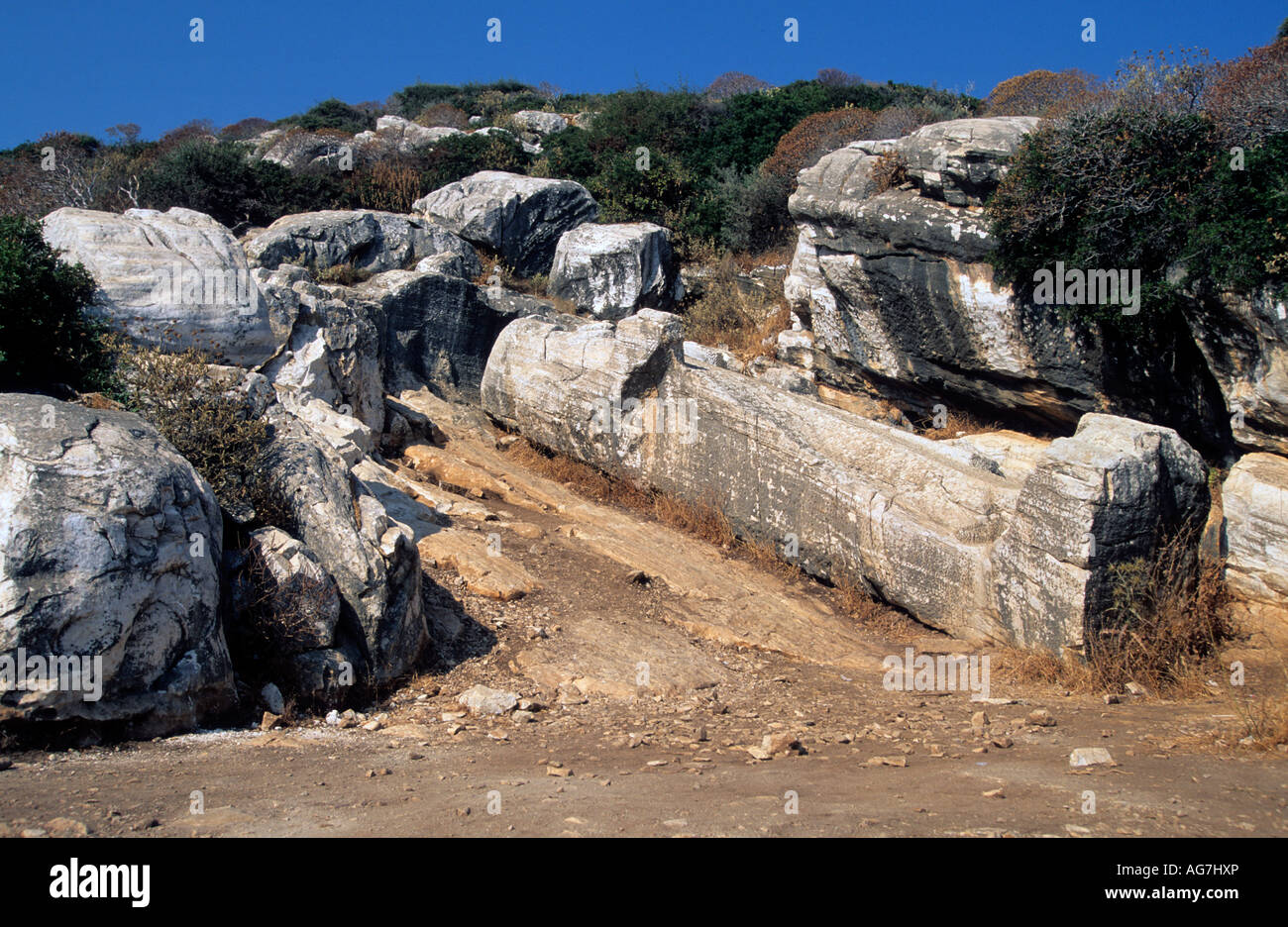 greece cyclades naxos island ancient unfinished statue of apollo lying ...