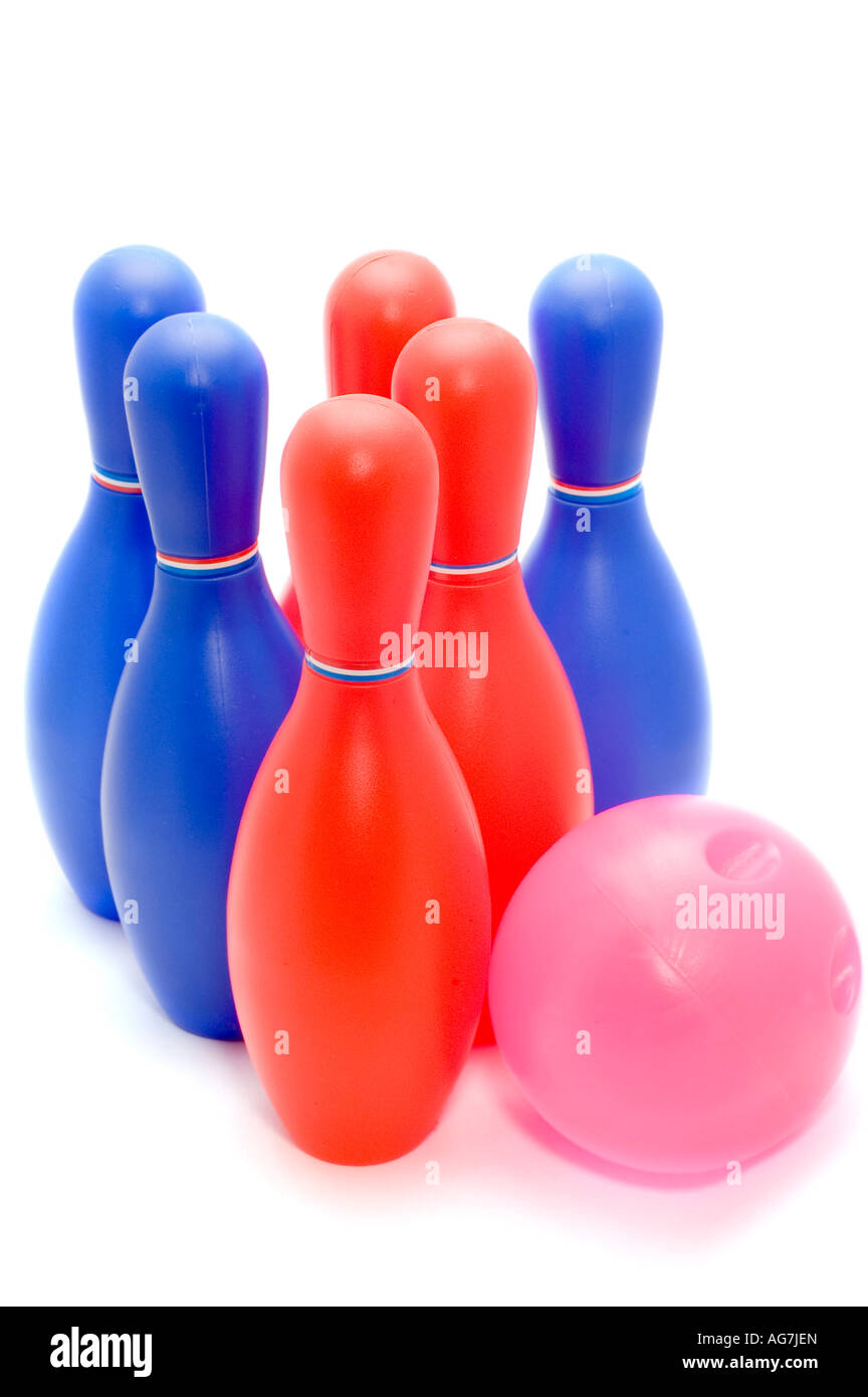 series object on white bowling skittles Stock Photo - Alamy