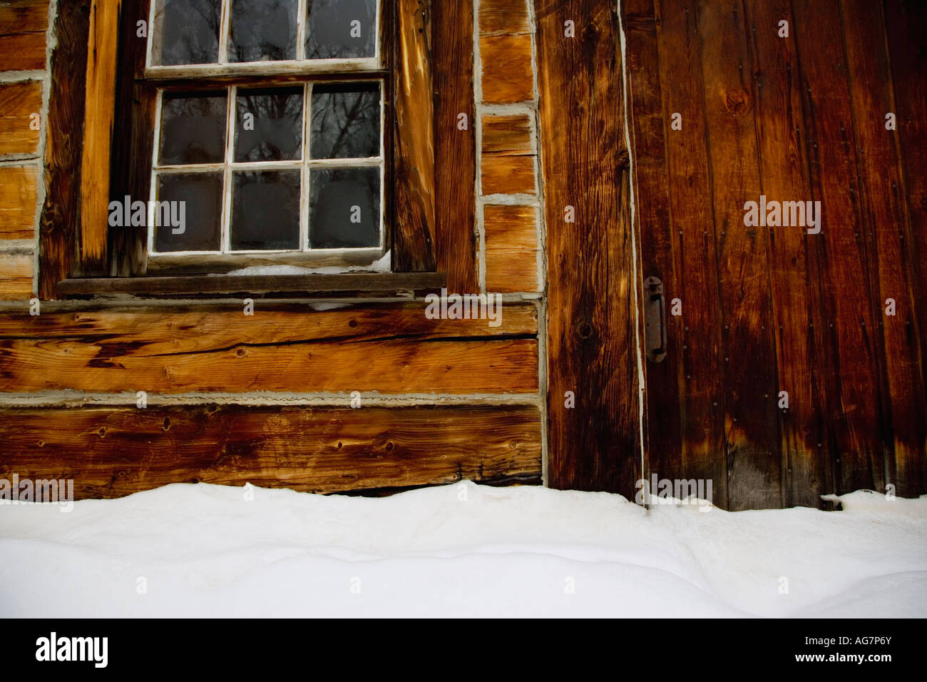 Window of a log cabin Stock Photo - Alamy