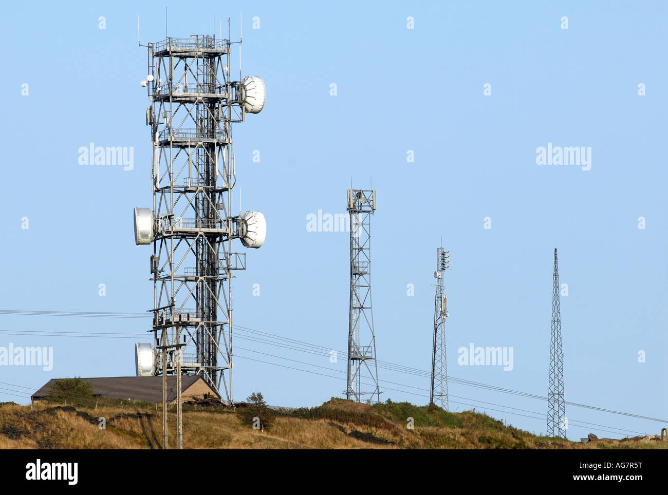 Four reception steel masts at Hunshelf bank in Yorkshire "Great Britain ...