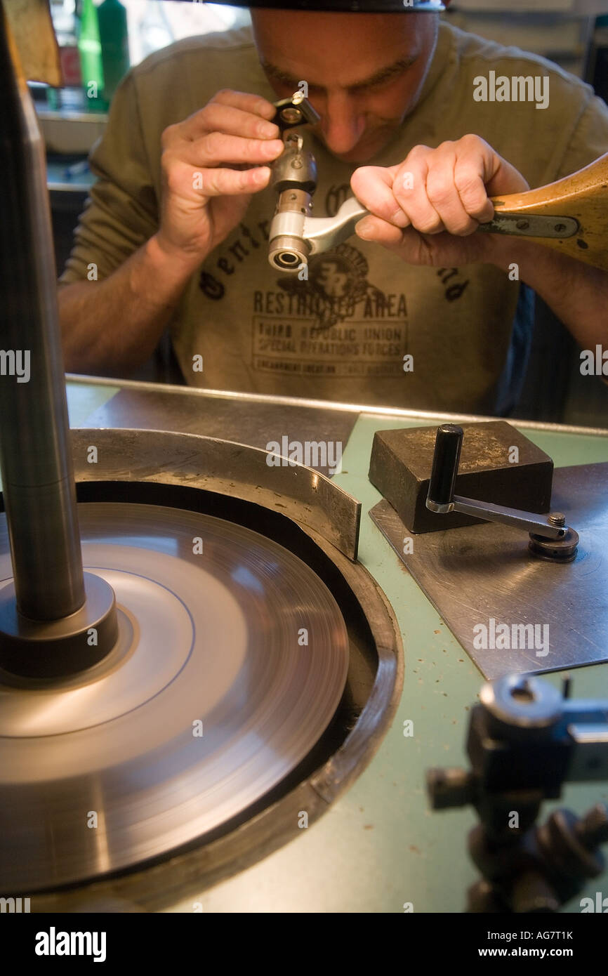 Male diamond cutter at work in Amsterdam Diamond District Holland ...