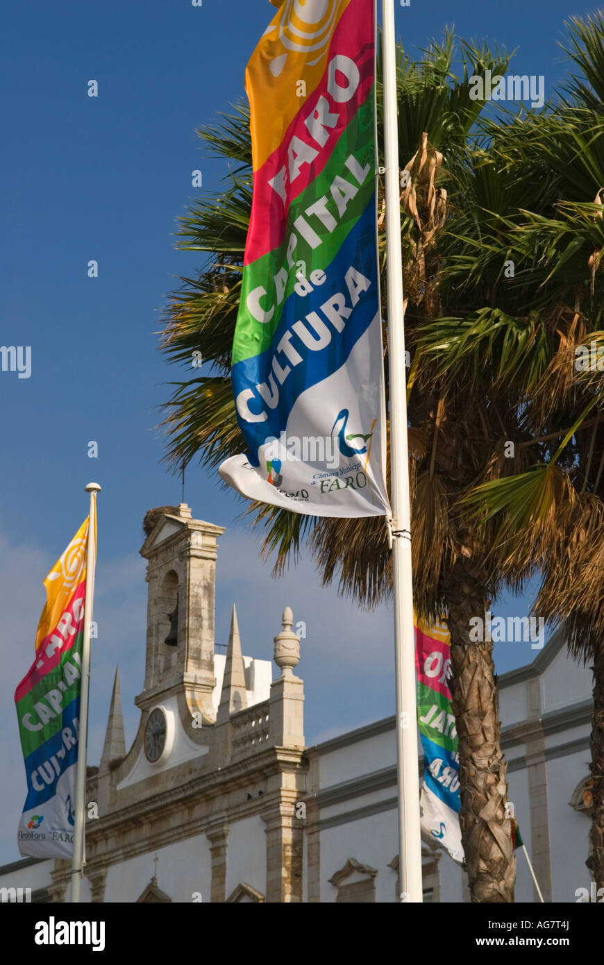 Flags at Arco da Vila Faro Algarve Portugal Stock Photo - Alamy