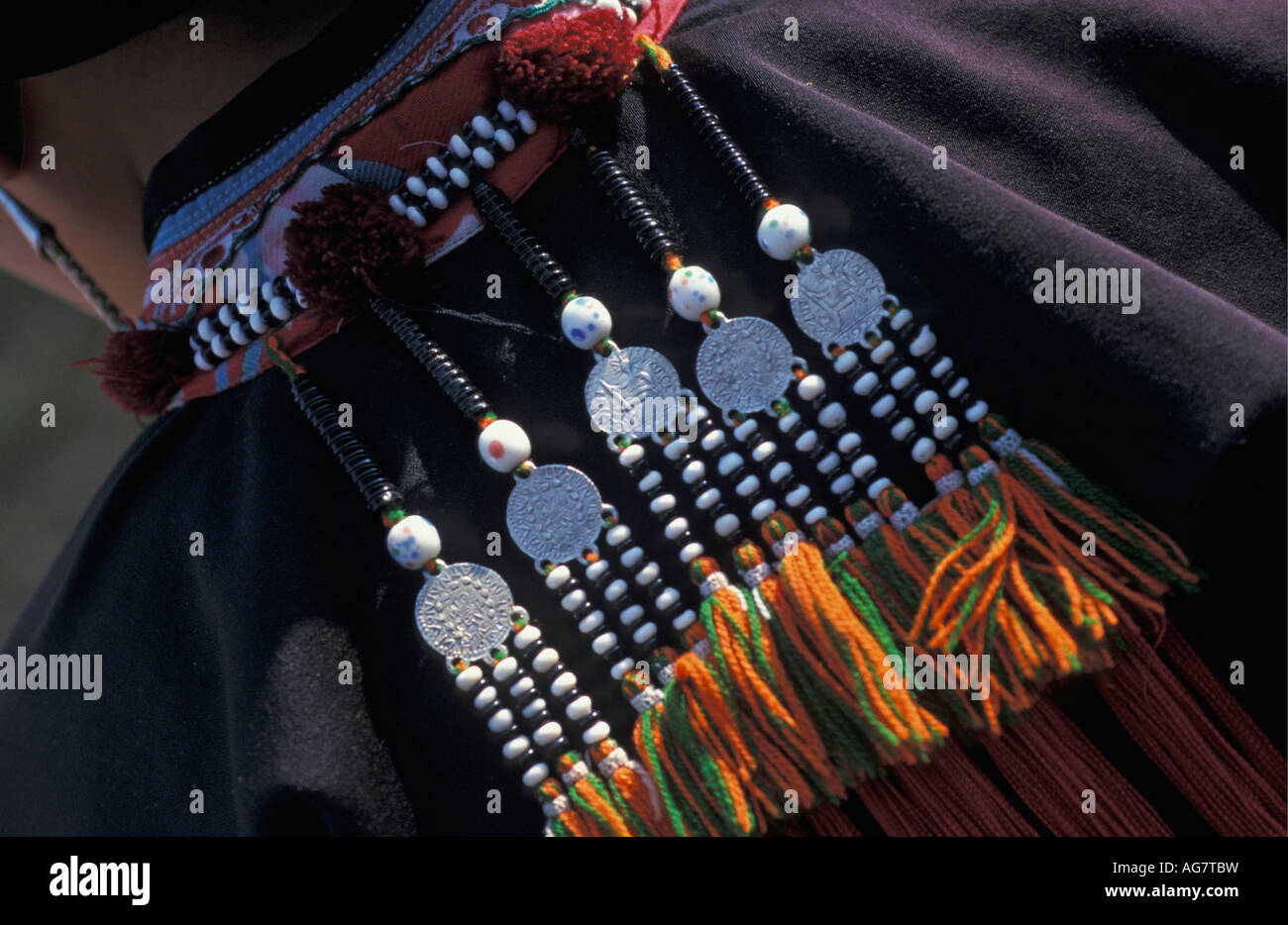Vietnam Sapa Traditional clothing of Dao hilltribe with ornaments Stock ...