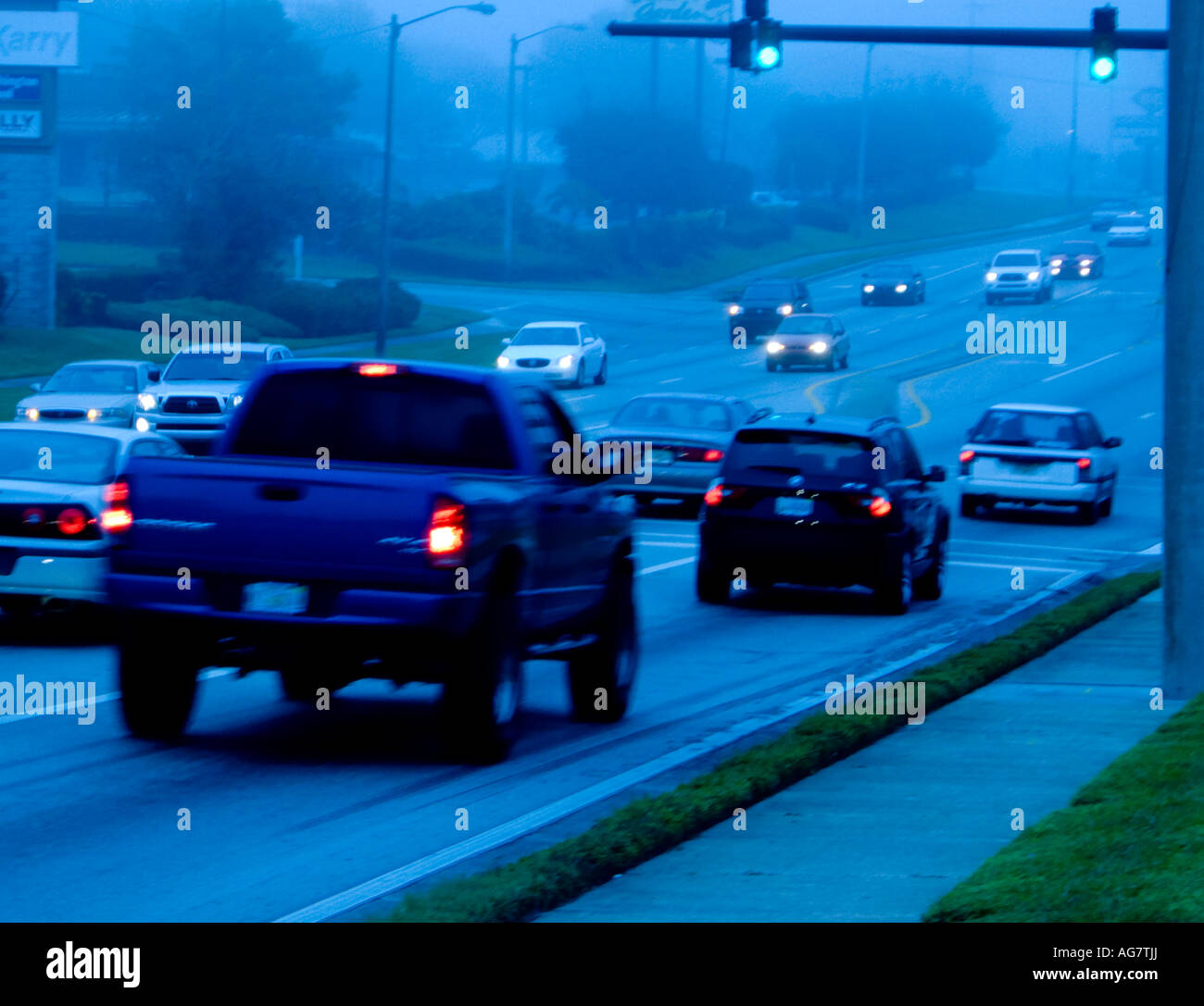 pickup truck in early morning traffic Stock Photo - Alamy