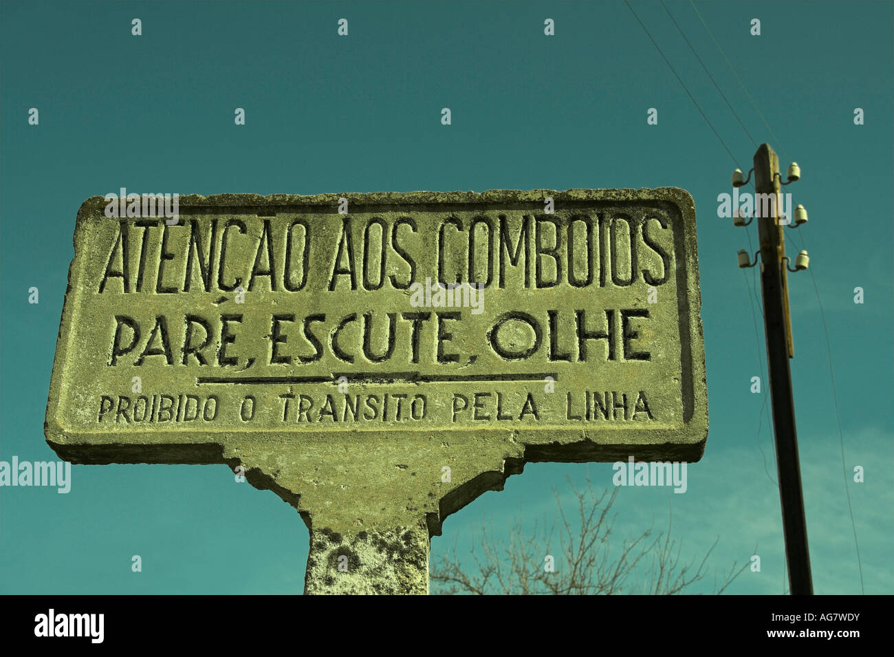 old passing train sign Stock Photo - Alamy