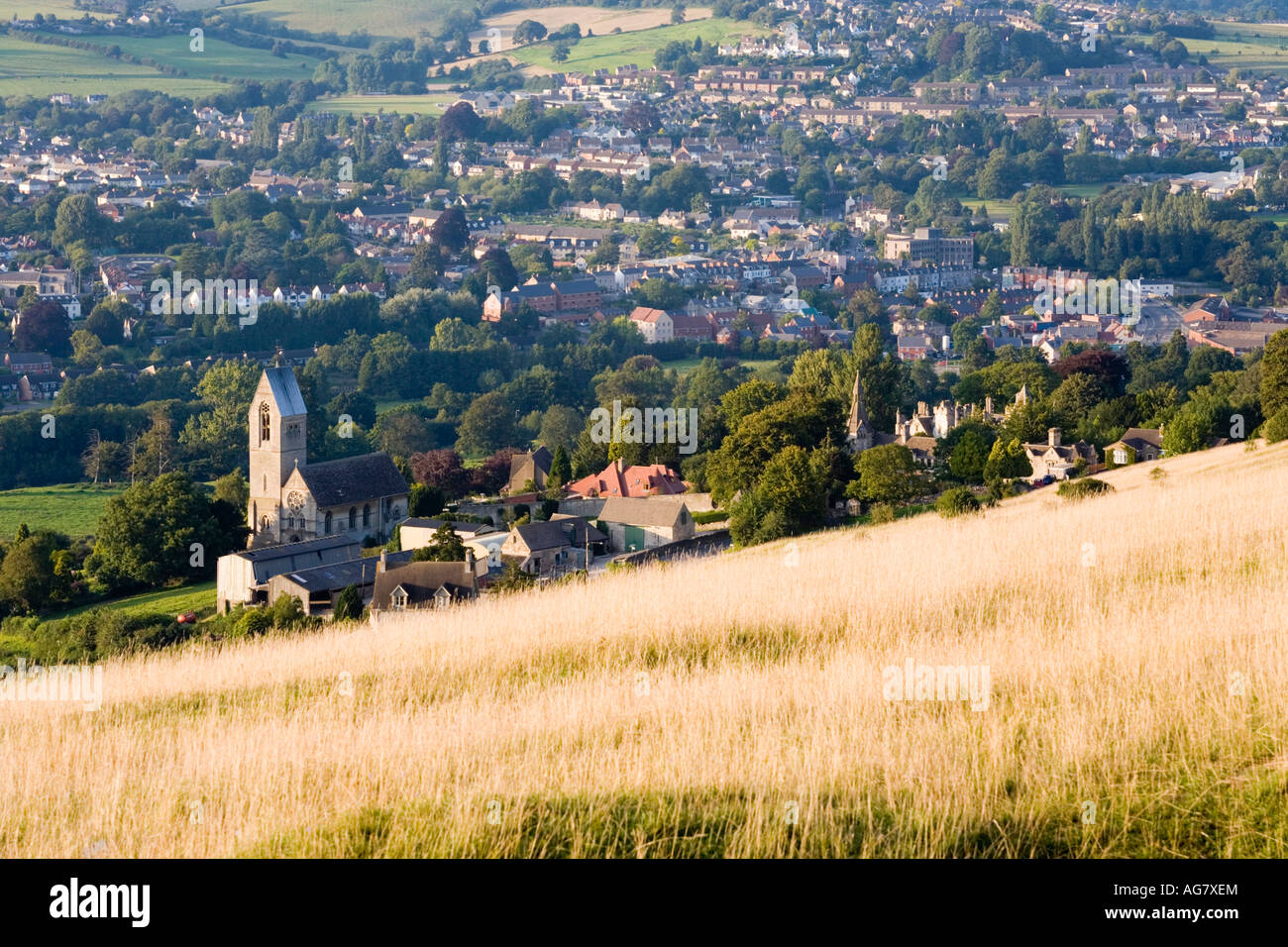 All Saints church Selsley in the Stroud valleys viewed from Selsley ...