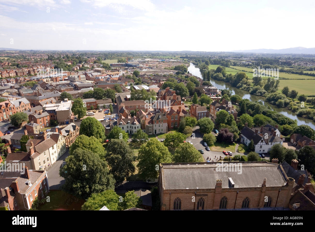 an aerial view of central Worcester Stock Photo - Alamy