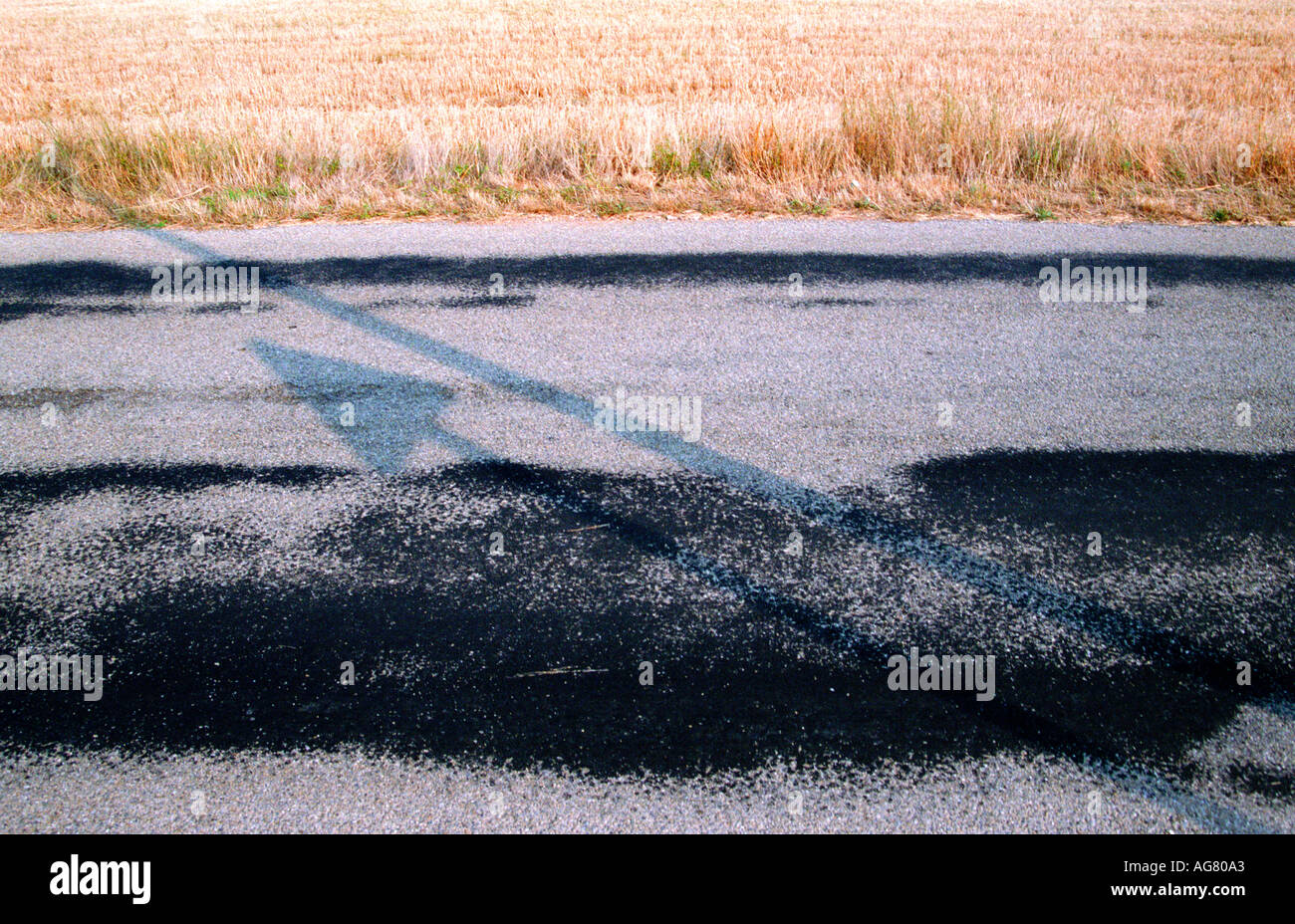 Shadows of road signs on tarmac in Provence Southern France Stock Photo ...