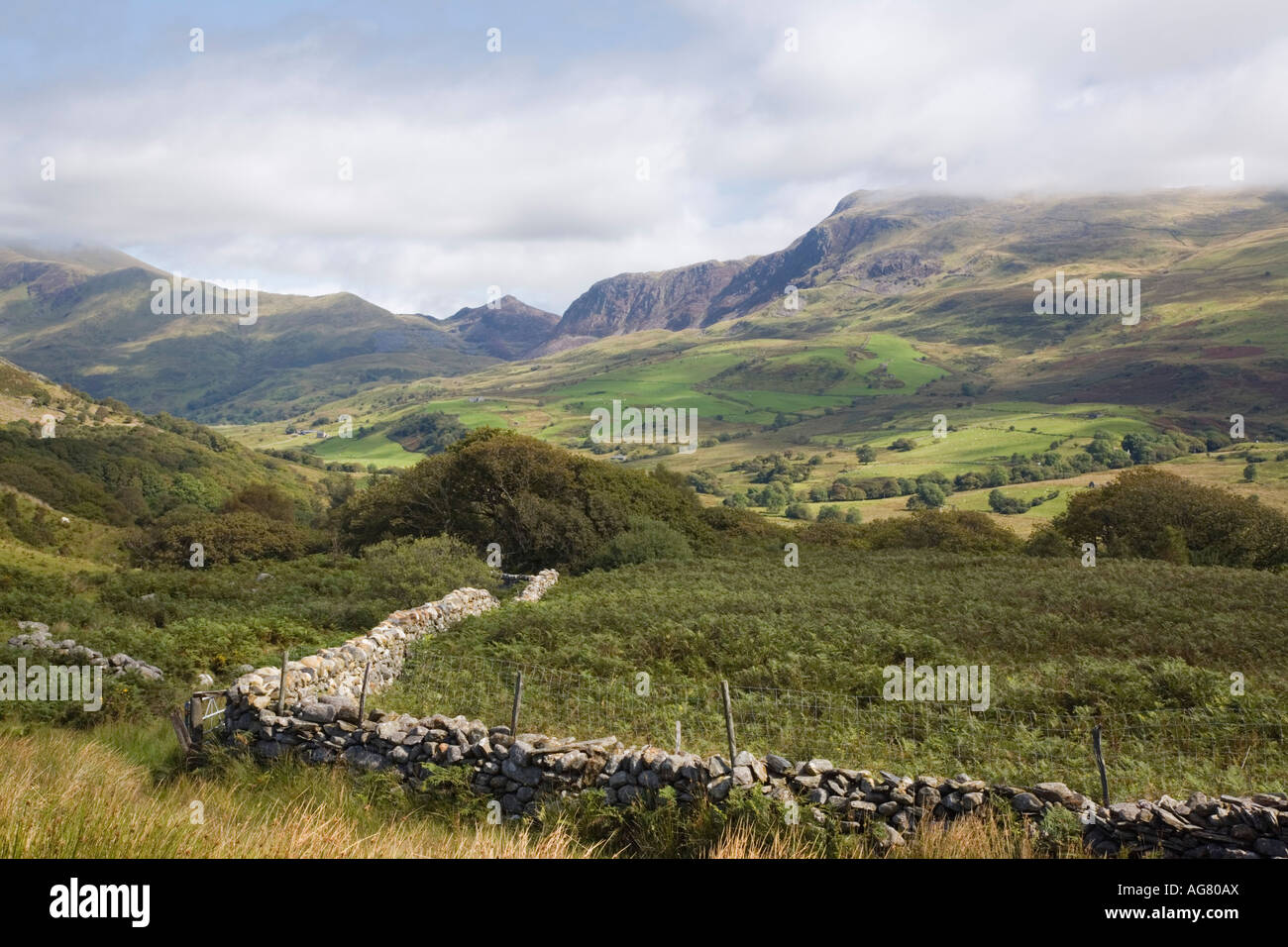 Rural Cwm Pennant valley in Snowdonia "National Park" in summer North ...