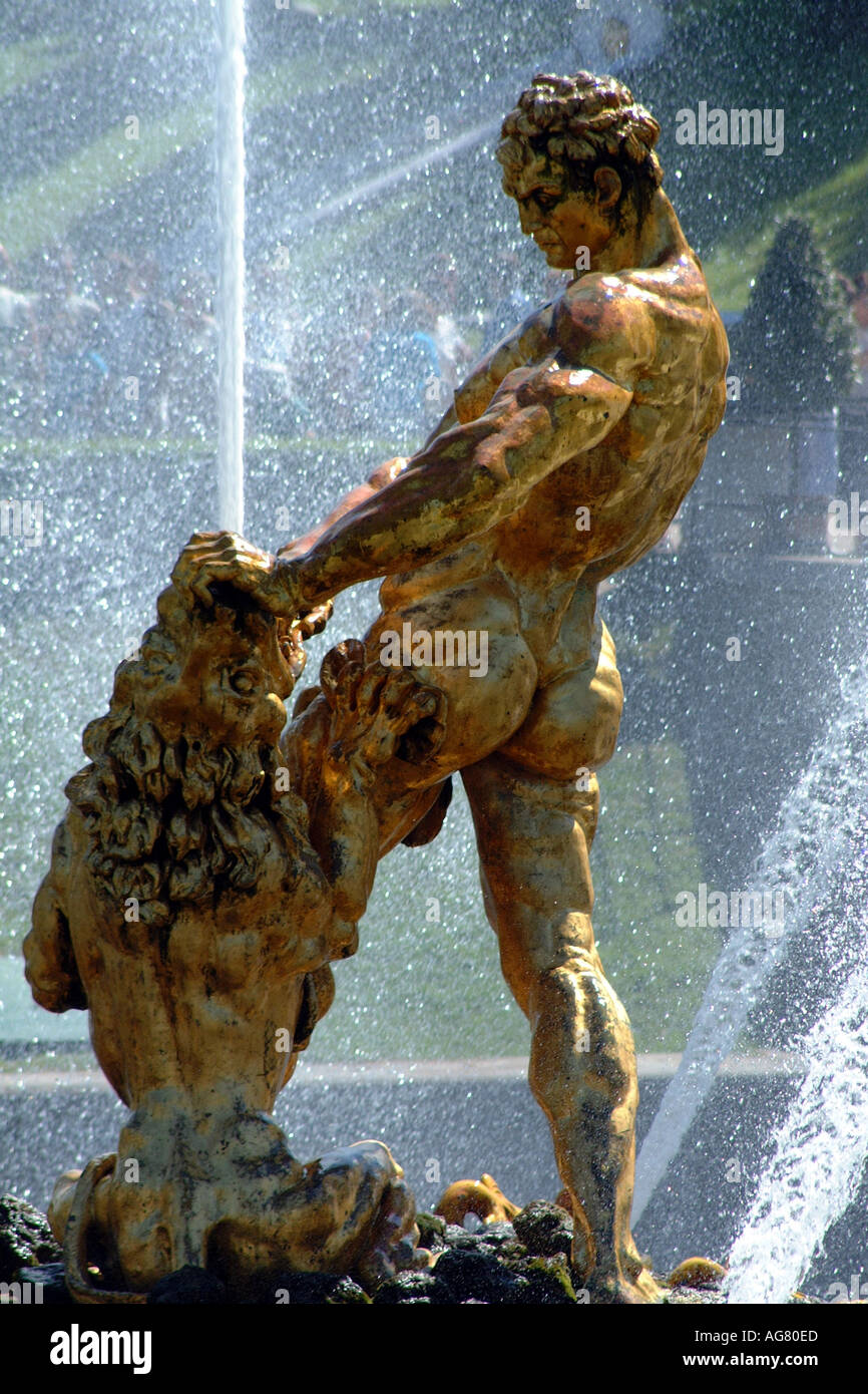 Peterhof Palace Gilded Statue of a Man Grand Cascade St Petersburg ...