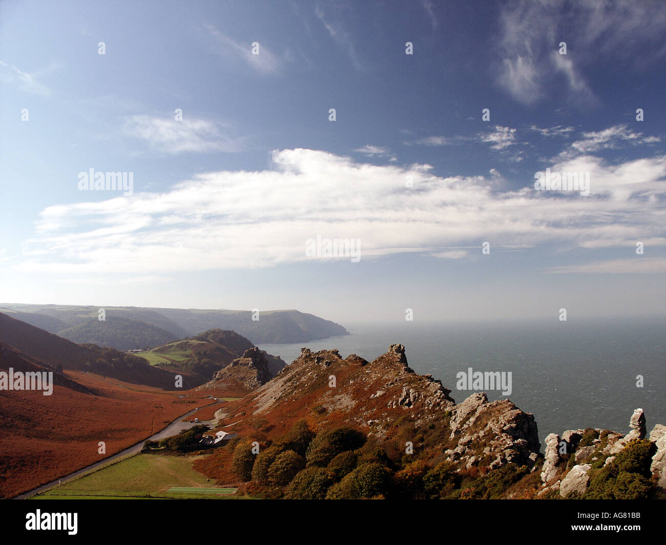 Valley of the Rocks North Devon looking towards Lee Abbey Lee Bay Stock ...