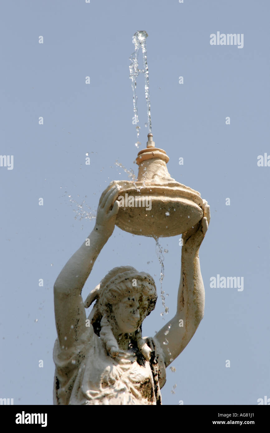 Alabama Marengo County,Demopolis,public square fountain,classical woman ...