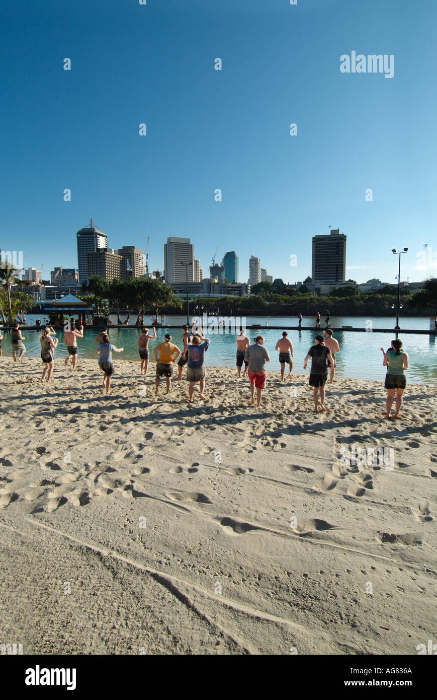 Brisbane morning Southbank Stock Photo - Alamy