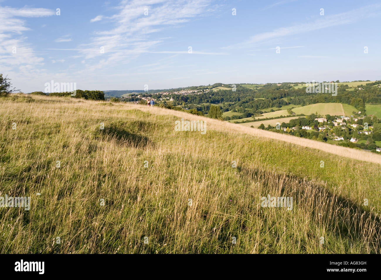 Rodborough Common on the Cotswold scarp looking towards Thrupp and ...