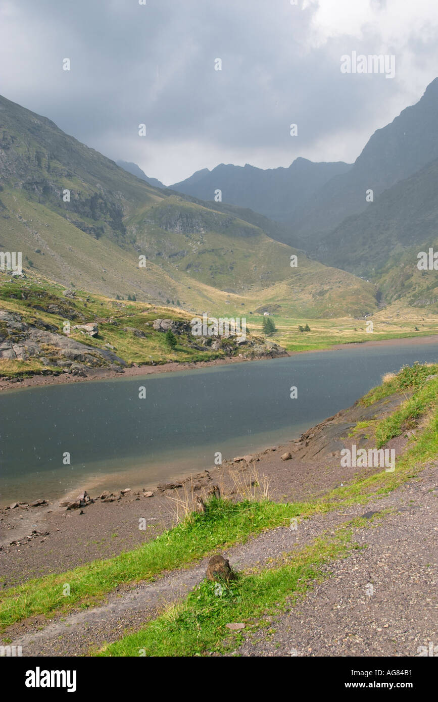 Rain and hail storm in the Alps Val di Scalve Italy Stock Photo - Alamy