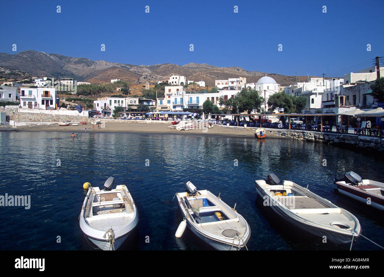 greece cyclades naxos island the tiny harbour of apollonas Stock Photo ...