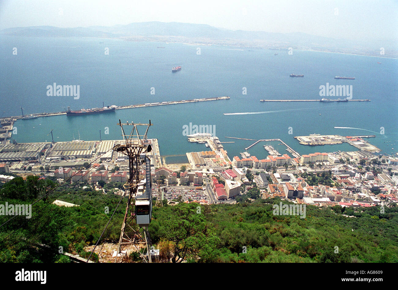 Cable car from The Rock of Gibraltar Stock Photo - Alamy