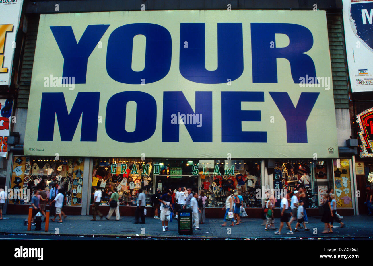 Huge Your Money advertisement billboard for a US bank Times Square ...