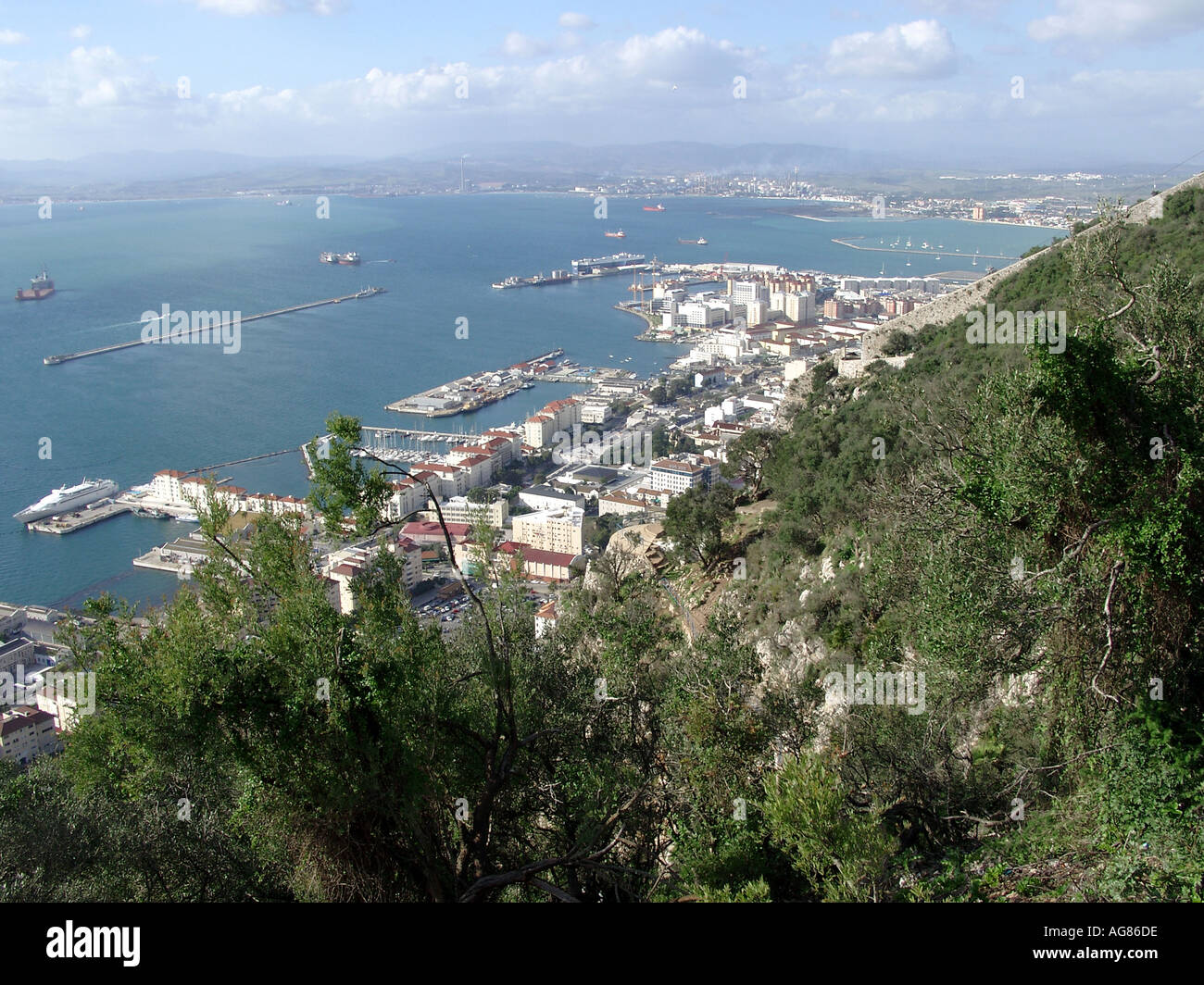 Gibraltar Marina and Harbour Viewed from Upper Rock Nature Reserve ...