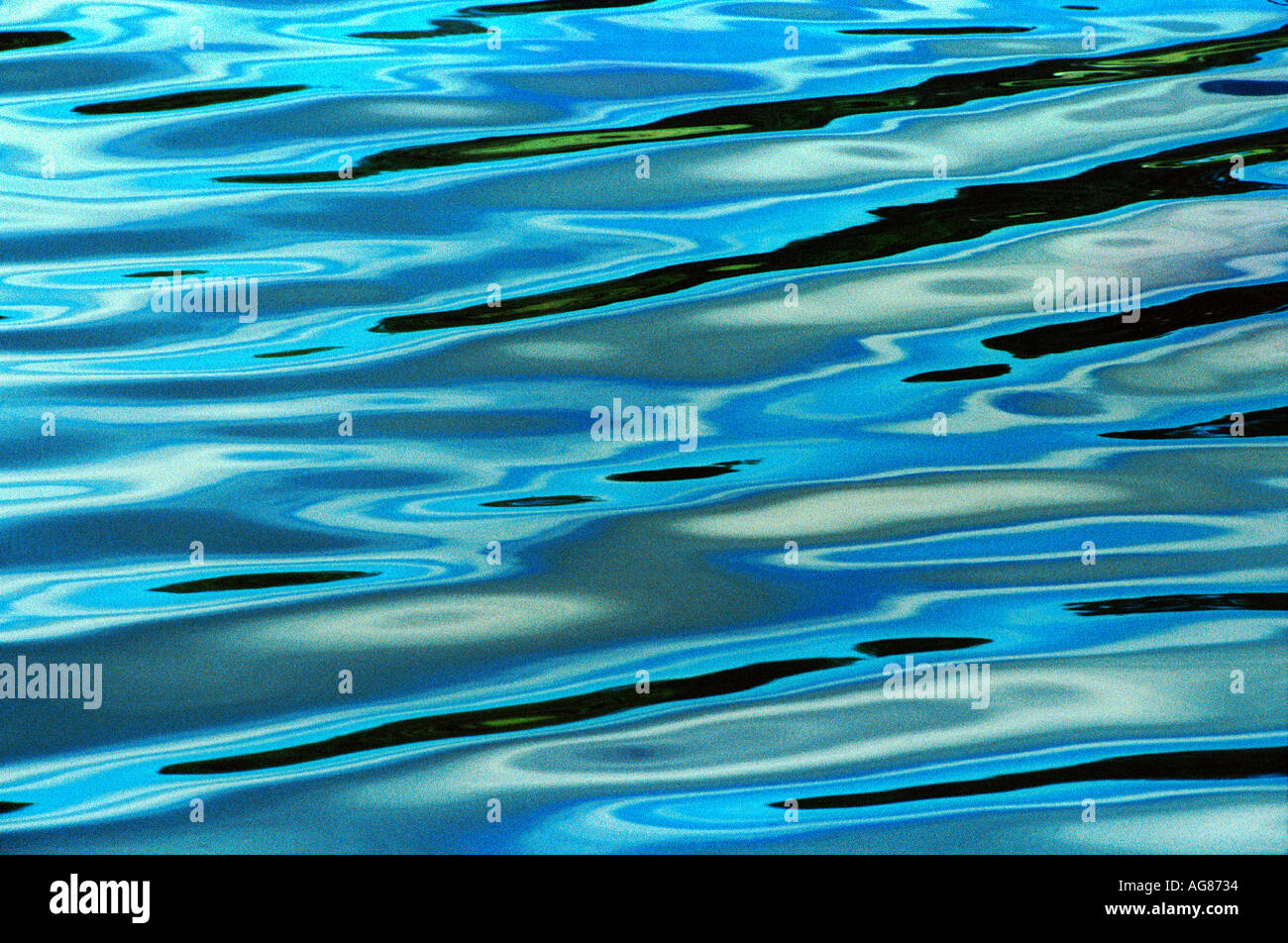 Water ripples and waves reflecting blue sky Stock Photo - Alamy