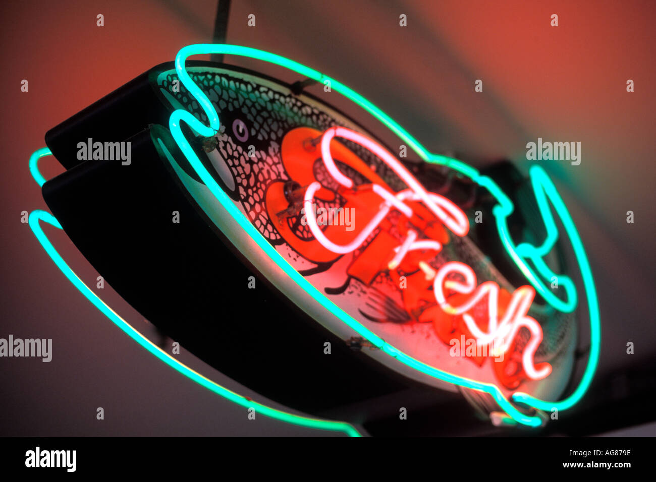 Fresh fish neon sign hi-res stock photography and images - Alamy