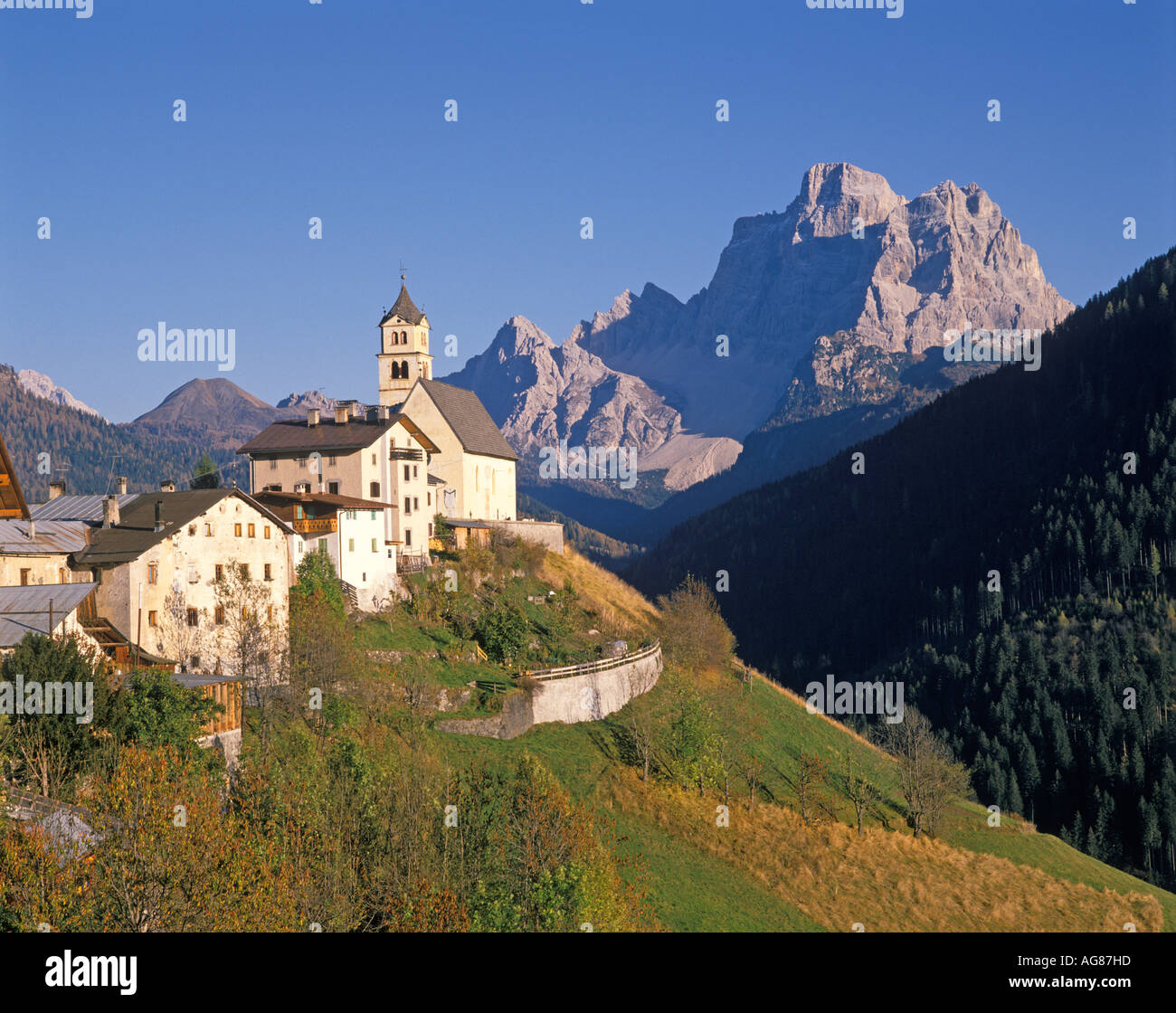 Santa Lucia in front of the Monte Pelmo mountains Trentino Italy Italia ...