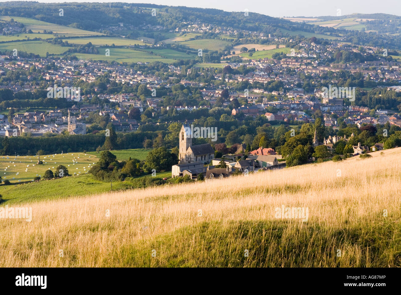 All Saints church Selsley in the Stroud valleys viewed from Selsley ...
