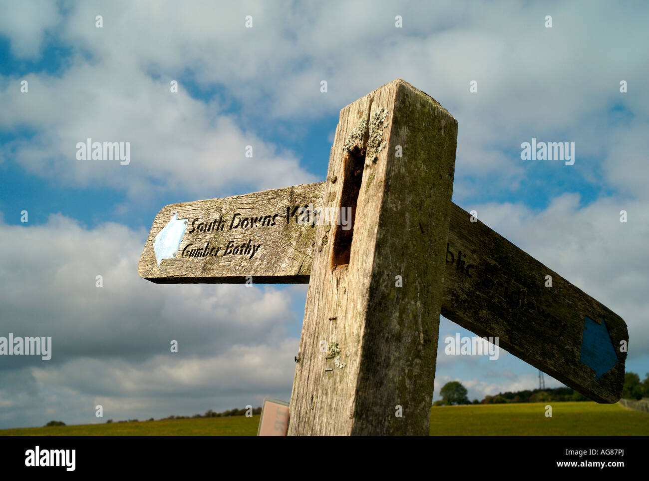South Downs Way sign on Bignor Hill Sussex UK Stock Photo - Alamy