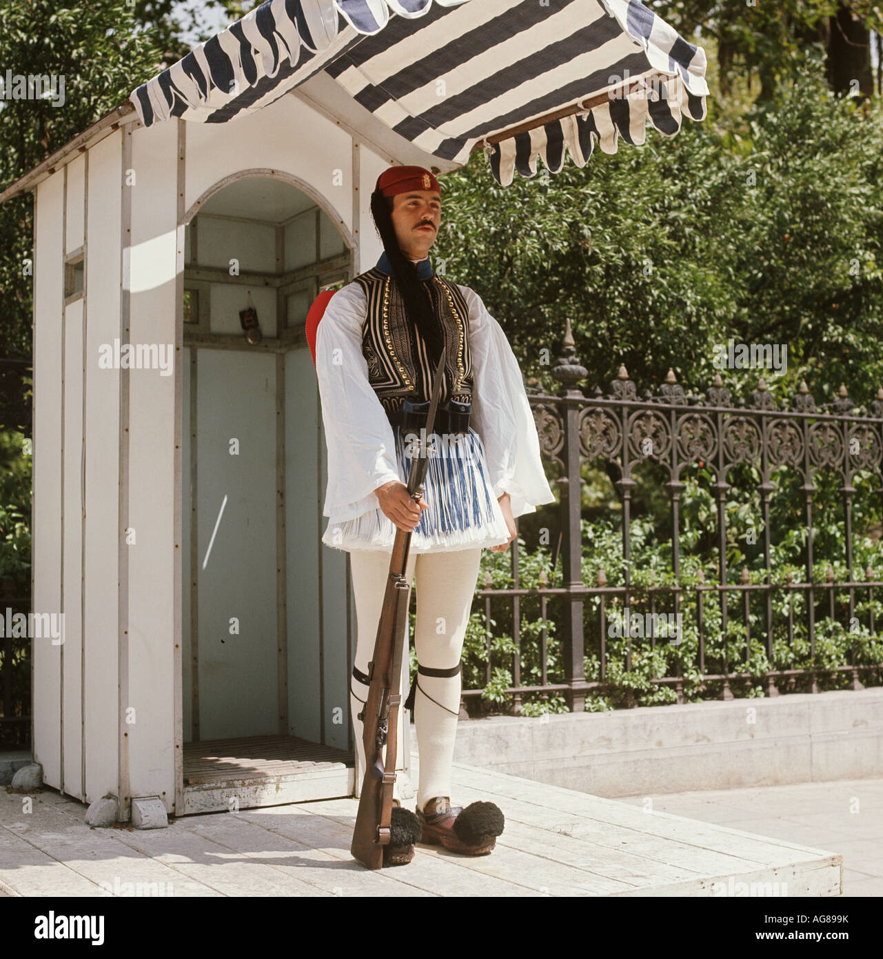 Evzone Greek Guard in Ceremonial Uniform, Athens, Greece Stock Photo ...