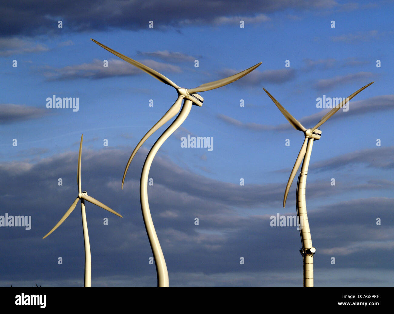 bent wind turbines, manipulated image Stock Photo - Alamy