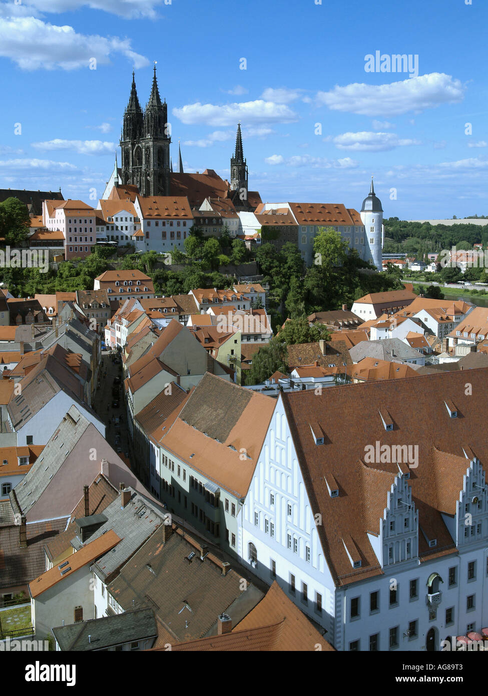 Old town of Meissen with the nightmare on the right castle, the ...