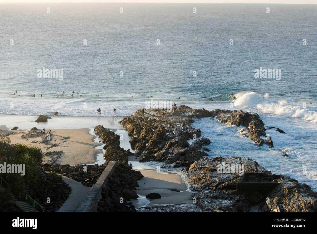 Surfing at Snapper Rocks also known as The Superbank Coolangatta ...