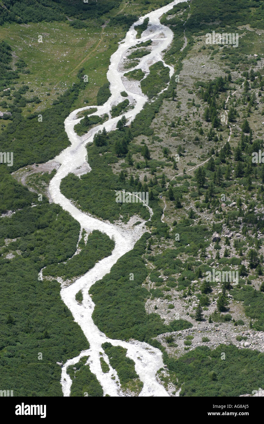 Braided - branching and reunifying - subglacial stream near Furka pass ...