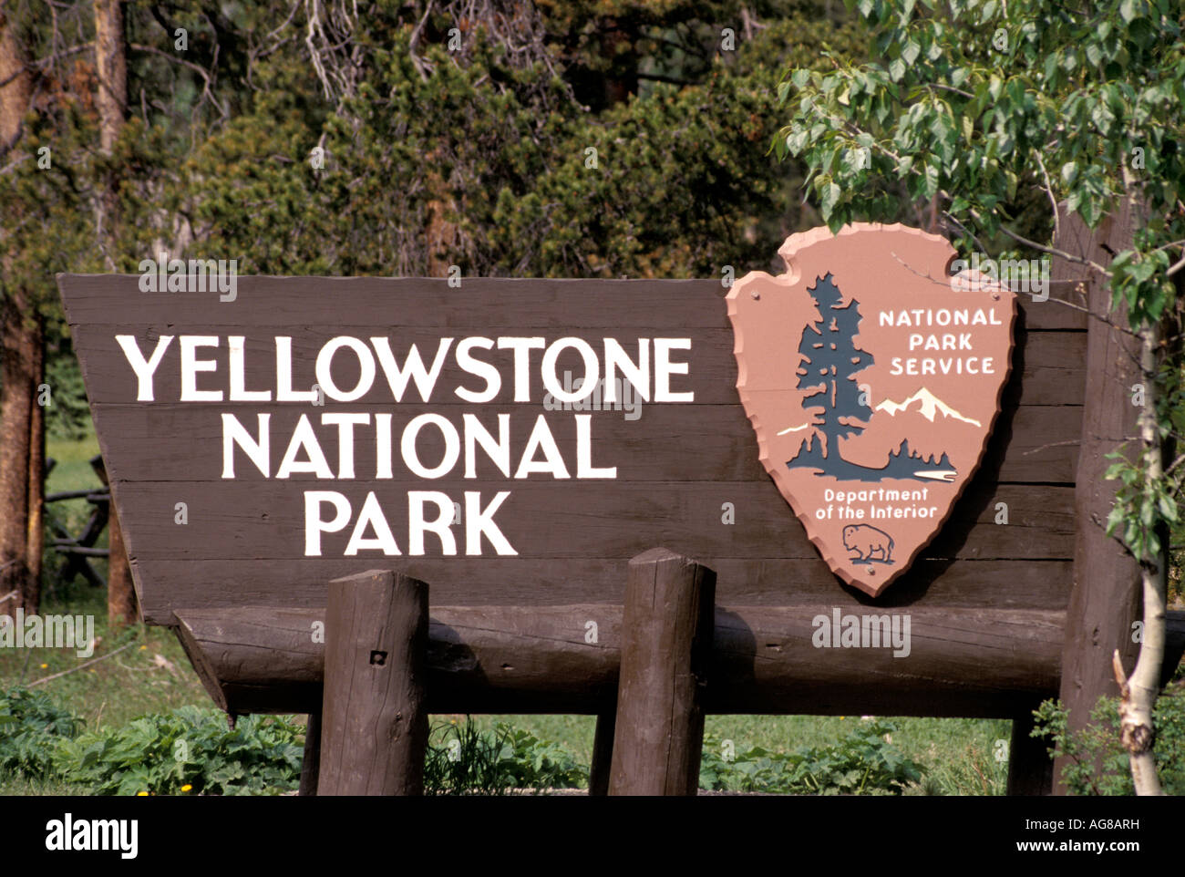 Yellowstone National Park entrance sign Wyoming USA Stock Photo - Alamy
