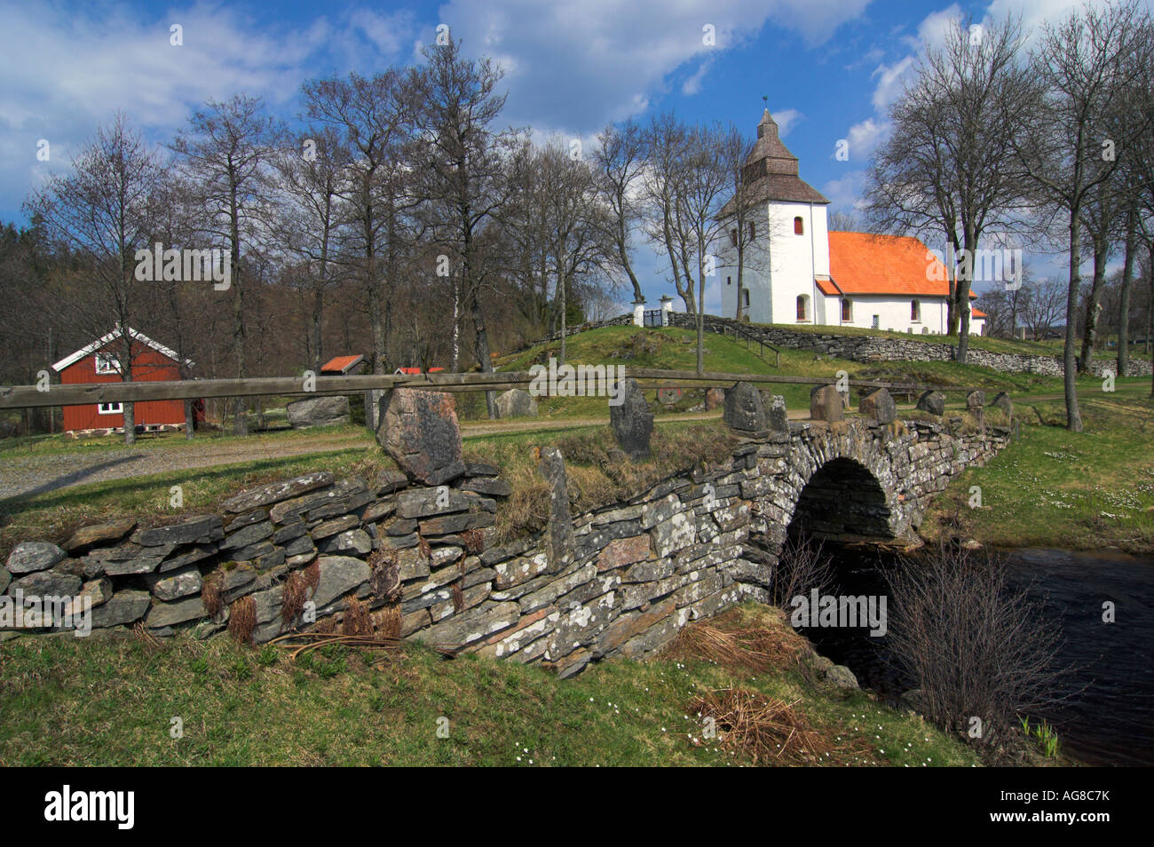 Old bridge and church Stock Photo - Alamy