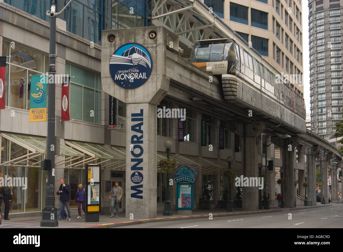 Seattle Center Monorail at Westlake Center Mall Station Stock Photo - Alamy