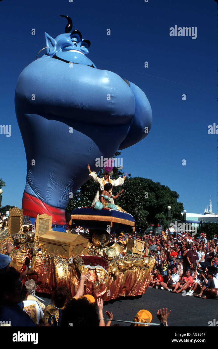 USA ALADDIN FLOAT AT ANNIVERSARY PARADE DISNEYWORLD ORLANDO FLORIDA ...