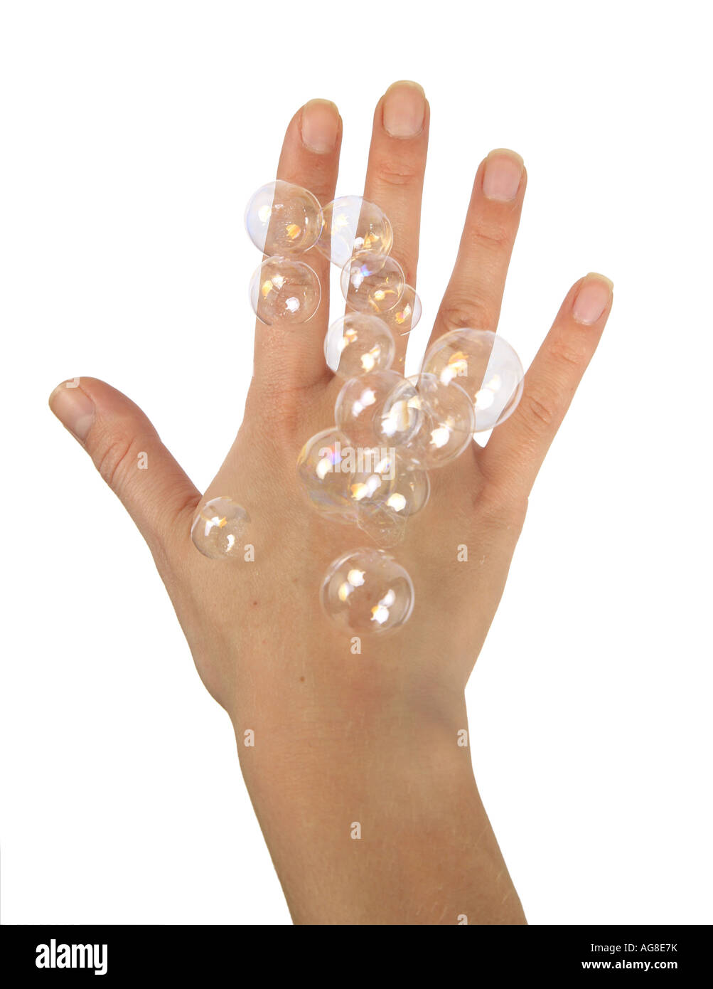hand with soap bubbles Stock Photo - Alamy