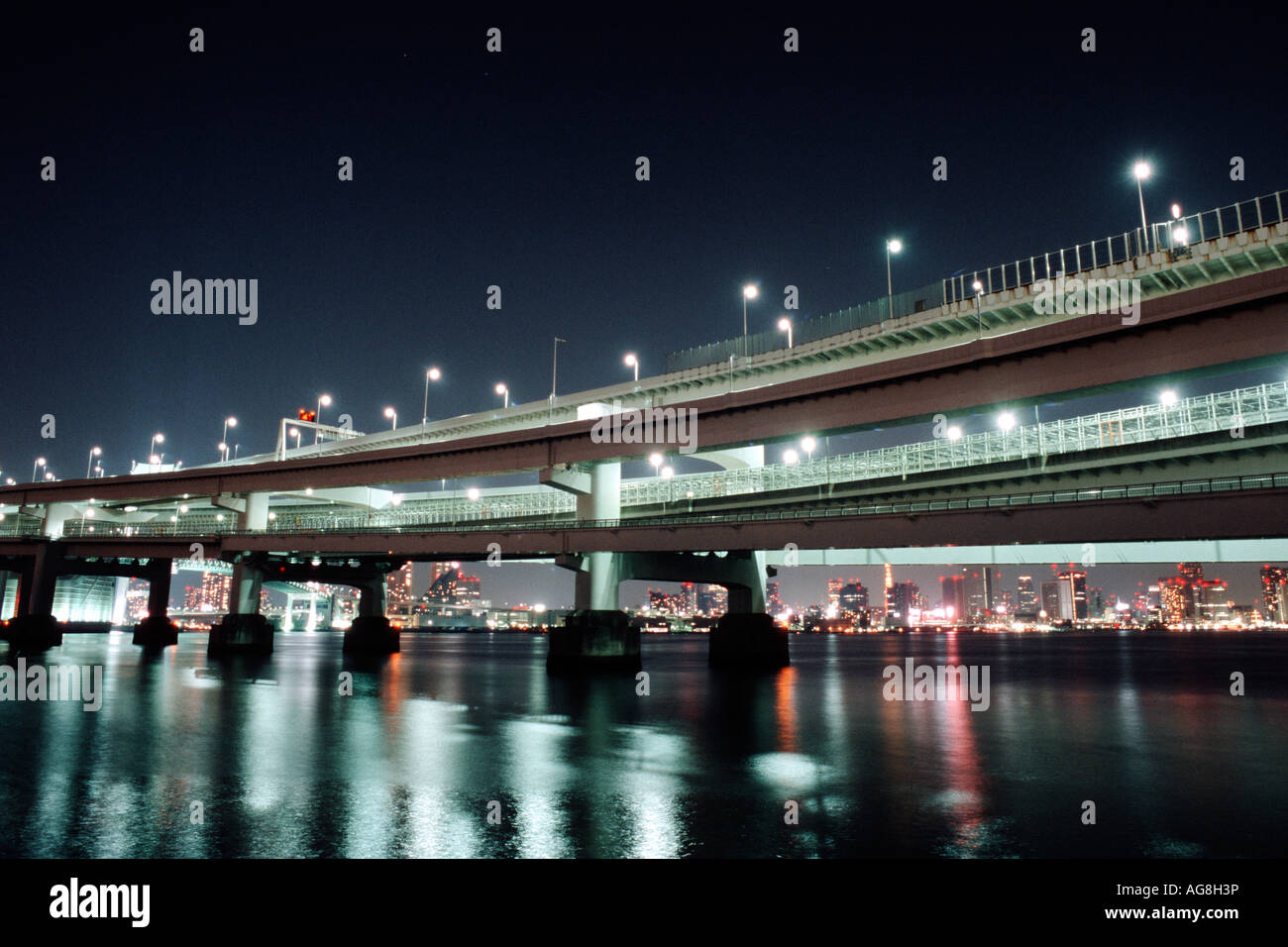 Rainbow bridge at night Stock Photo - Alamy