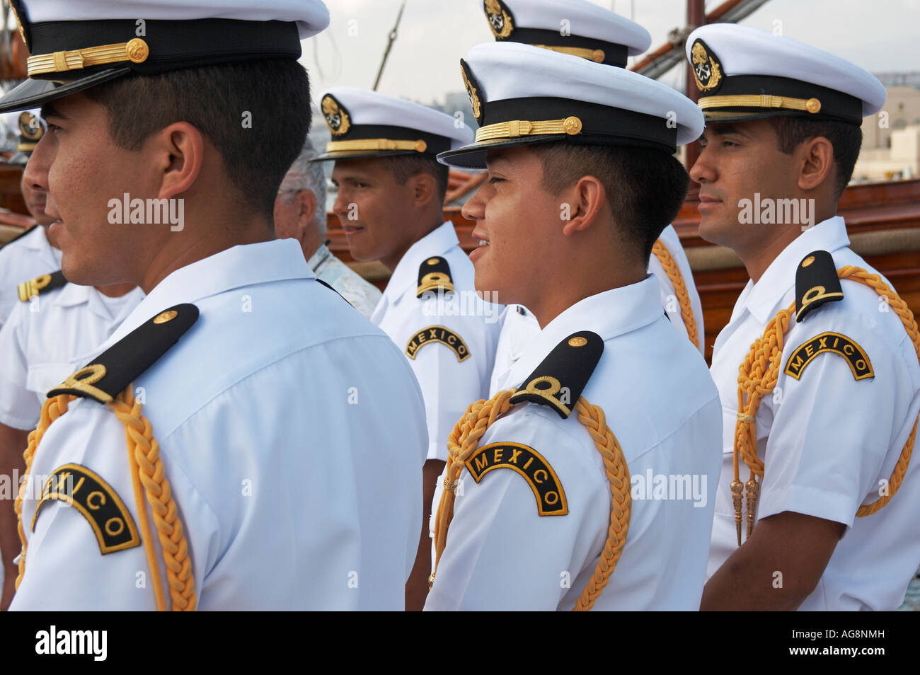 Crew of the Mexican navy tall ship, Cuauhtemoc, Las Palmas, Gran ...