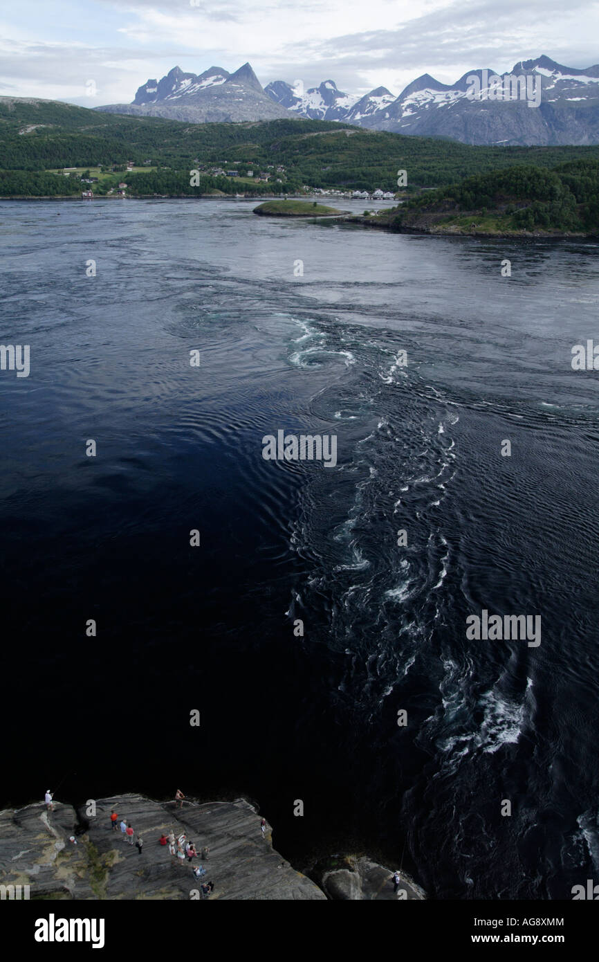 Whirlpools at Saltstraumen tidal current, near Bodø, Norway Stock Photo ...