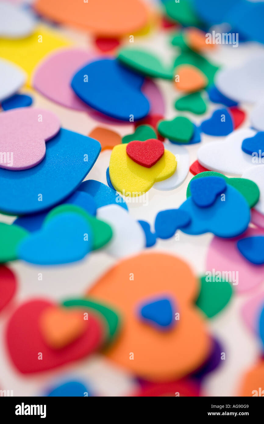 colourful hearts in different sizes Stock Photo - Alamy