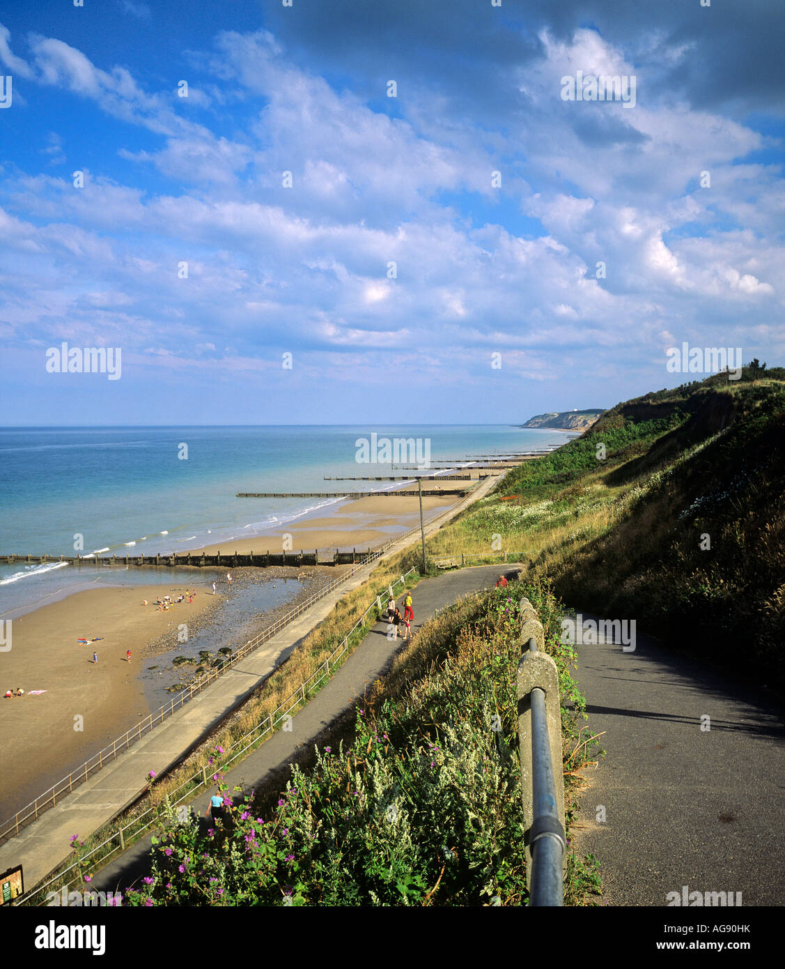 Groynes and sea defences below the unstable cliffs at Overstrand East ...