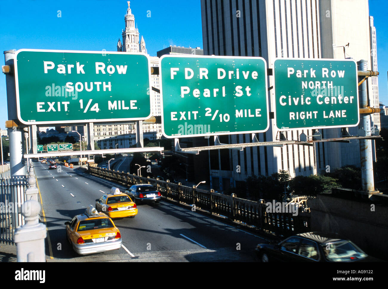 Road signs at the end of Brooklyn Bridge Stock Photo - Alamy