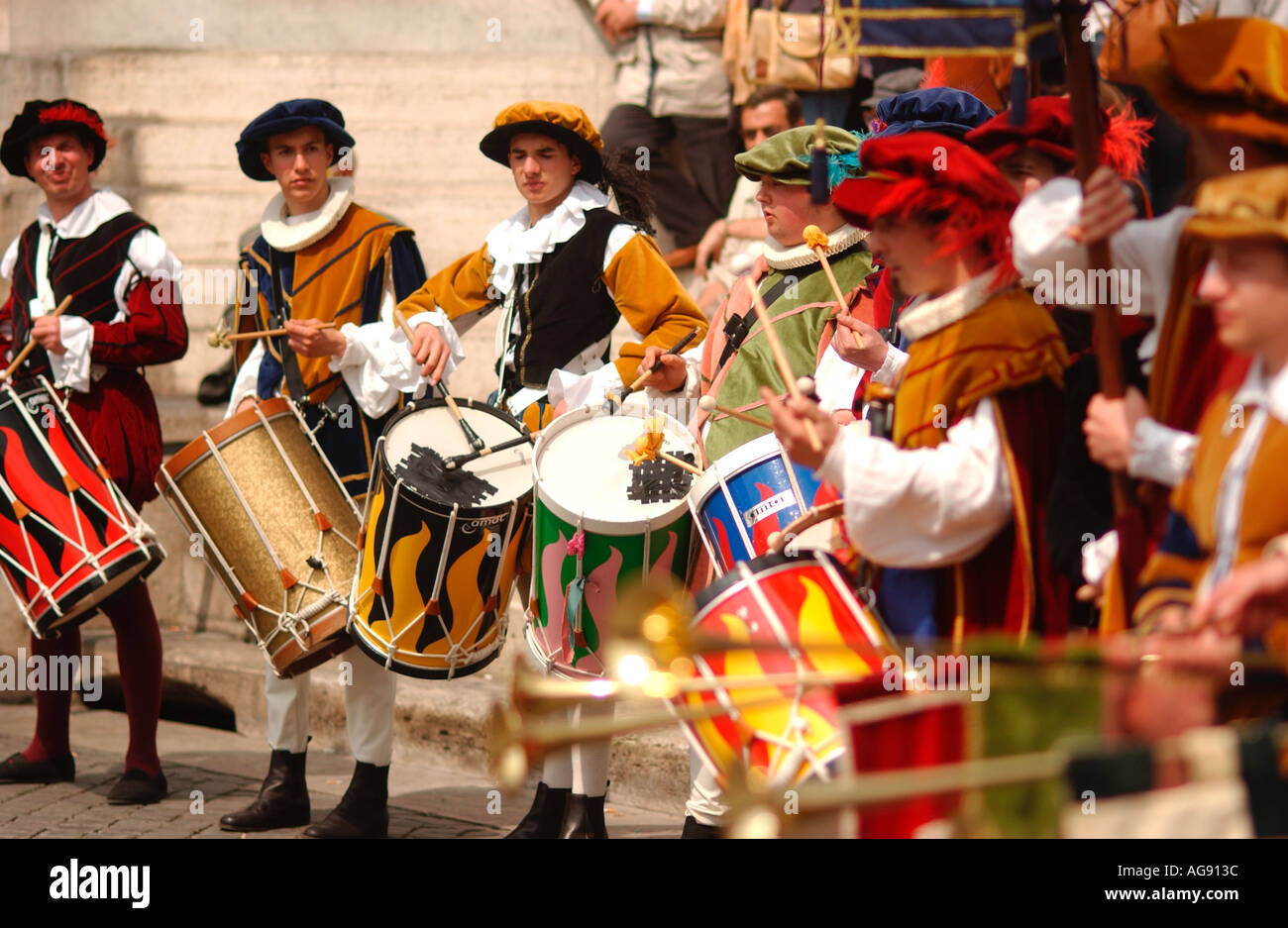 Rome, Ceremonial Parade, Drummers Stock Photo - Alamy