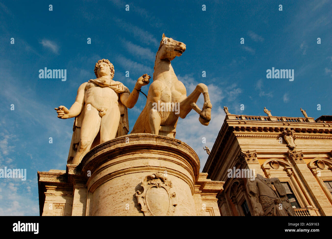 Rome, Statue In Piazza Campidoglio Stock Photo - Alamy